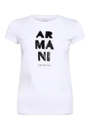 Armani Exchange Cotton Crewneck T-shirt With Logo Appliqu - White