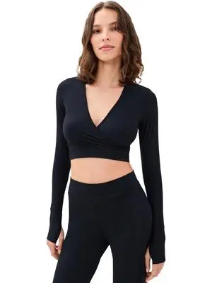 Commando Butter Wrap Top With Thumbholes - Black