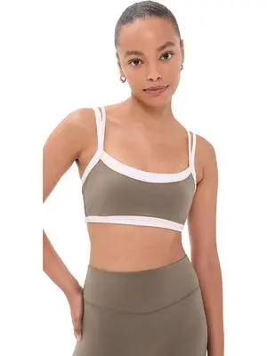 FORM Contrast Layered Bra - Walnut/pink