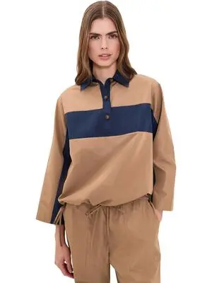 Rag & Bone Rugby Shirt With Drawstring Hem - Camel