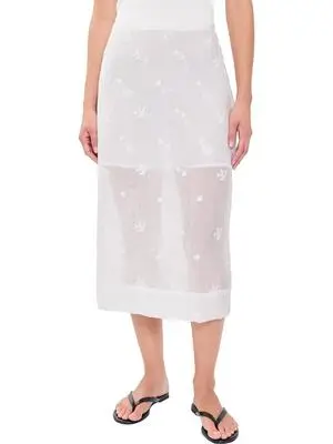 Secular Nicole Embroidered Midi Skirt - White