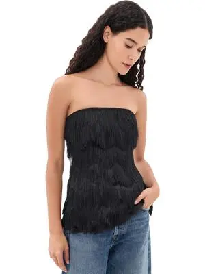 A.emery Beaton Strapless Fringe Top - Black