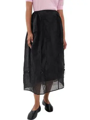 Cecilie Bahnsen Floral Organza Midi Skirt - Black