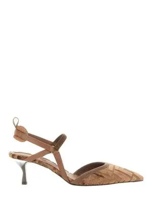 Fendi Slingback Shoes With Hummingbird Lite Detail - Brown