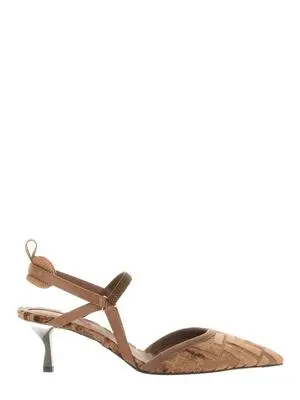 Fendi Slingback Shoes With Hummingbird Lite Detail - Brown