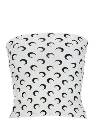 MARINE SERRE Moon Print Bustier Top - White