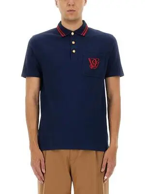 Valentino Garavani Polo Shirt With Vg Embroidery - Blue