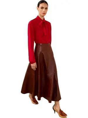 Ulla Johnson Lise Long Sleeve Silk Blouse - Cerise