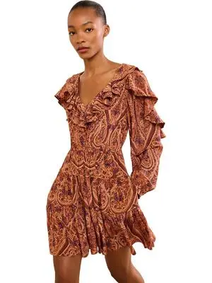 Ulla Johnson Vivi Long Sleeve Silk Mini Dress - Rosette