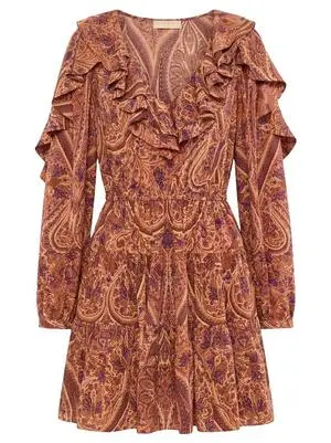 Ulla Johnson Vivi Long Sleeve Silk Mini Dress - Rosette