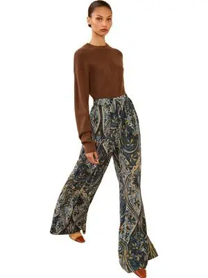 Ulla Johnson Sawyer Wide-leg Silk Printed Trousers - Prussian