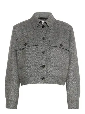 Max Mara Chevron Collared Jacket - Grey