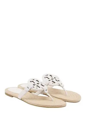 Tory Burch Tory Burch Miller Beaded Leather Thong Sandals White