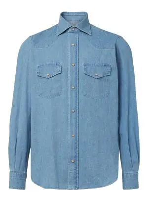 Eleventy Denim Western Shirt - Blue