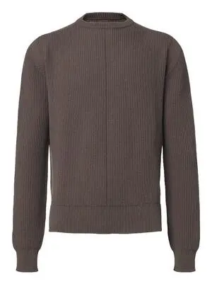 Rick Owens Ribbed Knit Virgin Wool Sweater - Grey