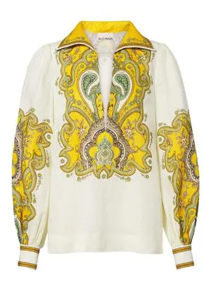 ALEMAIS Printed Linen Blouse - Multicoloured
