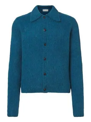 Dries Van Noten Alpaca And Wool-blend Cardigan - Blue