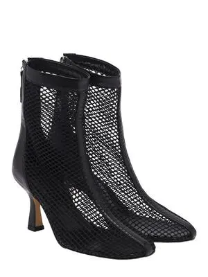 SOULIERS MARTINEZ Leather-trimmed Mesh Ankle Boots - Black