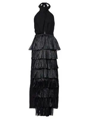 Johanna Ortiz Embellished Linen Maxi Dress - Black