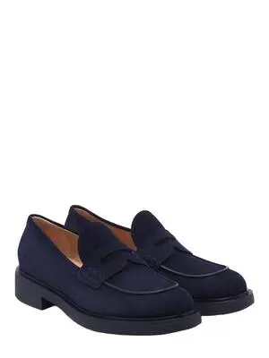 GIANVITO ROSSI Suede Penny Loafers - Blue