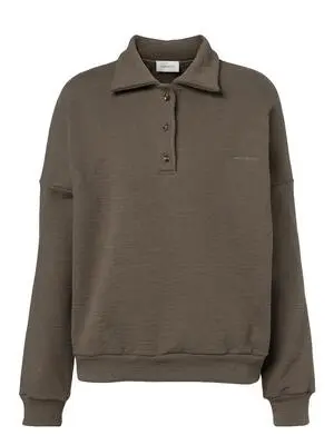 Magda Butrym Cotton-blend Fleece Polo Sweater - Grey