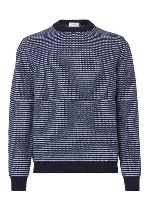LARDINI Striped Wool And Cashmere Crewneck Sweater - Blue