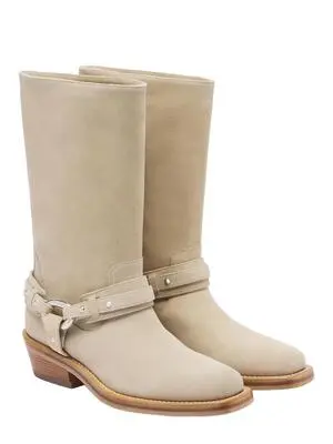 Rabanne Suede Biker Boots - Beige