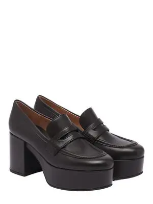 GIANVITO ROSSI Leather Platform Loafers - Brown