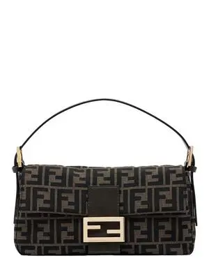 Fendi Baguette Monogram Canvas Shoulder Bag - Brown