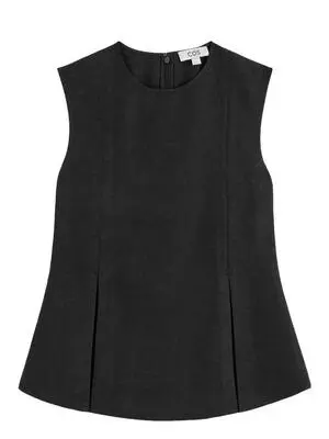 Cos Sleeveless Pleated Peplum Top - Black