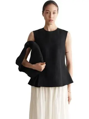 Cos Sleeveless Pleated Peplum Top - Black