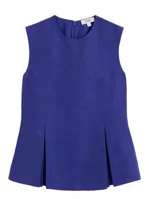 Cos Sleeveless Pleated Peplum Top - Blue