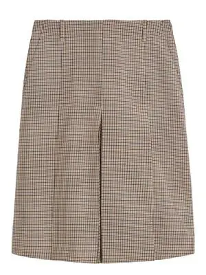 Cos Box-pleat Checked Wool Midi Skirt - Beige