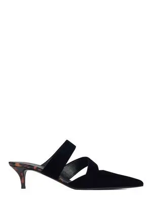 Balmain Velvet And Printed Patent Leather Mules - Black
