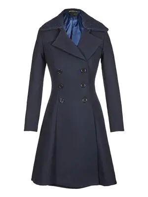 SERRAN LONDON Double Breasted Flared Coat - Blue
