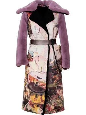 ARTISTA Secret Geisha Printed Faux Fur Coat - Black