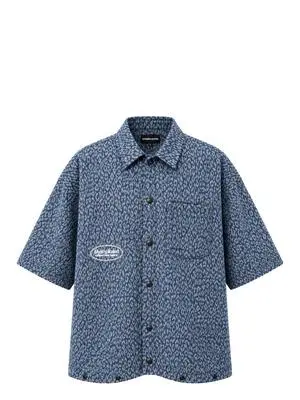 MYSIMPLICATED Mysimplicated Blue Leopard Print Short Sleeve Shirt