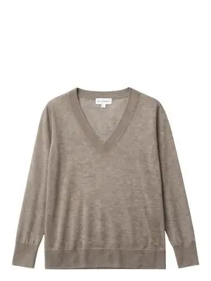 BEL CASHMERE Ultra Fine Cashmere V-neck Sweater - Brown