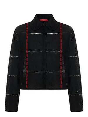 PCFG Broderie Anglaise Embroidered Detail Cropped Shirt - Black