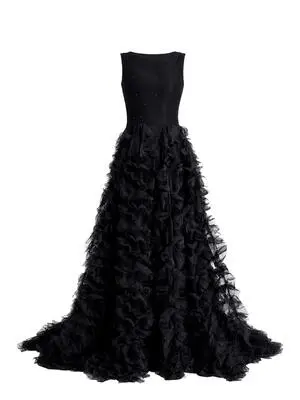 ROSIE BILLINGTON Julia Ball Gown With Ruffle Skirt - Black