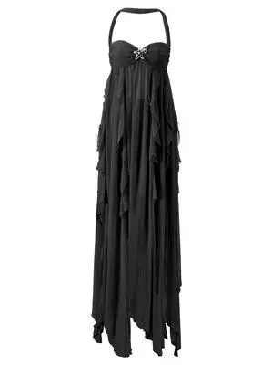 NANA JACQUELINE Nana Jacqueline Mariah Maxi Dress With Halter Neckline And Ruffled Skirt