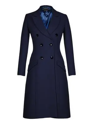 SERRAN LONDON Double-breasted Classic Coat - Blue