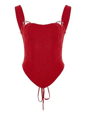 PCFG Pcfg Embroidered Corset With Lace-Up Detail
