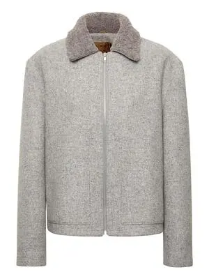SERRAN LONDON Westminster Jacket With Knitted Alpaca Collar - Grey