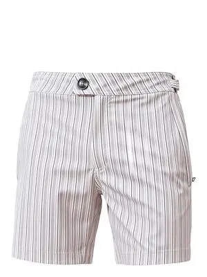 VAYLA Mocha & Stripe Long Swim Shorts - White