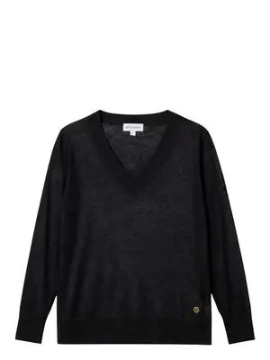 BEL CASHMERE Bel Cashmere Vera Ultrafine Cashmere V-Neck Sweater Black