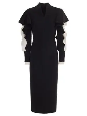 JULIA ALLERT Midi Dress With Ruffled Sleeves - Black