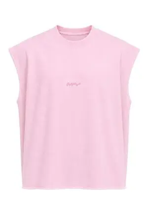 MYSIMPLICATED Oversized Sleeveless Tee With Tonal Logo Detail - Pink