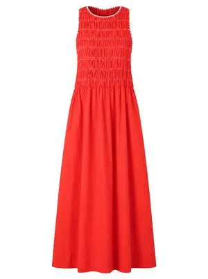 ROSE & NANCY Issy Smocked Cotton Maxi Dress - Red