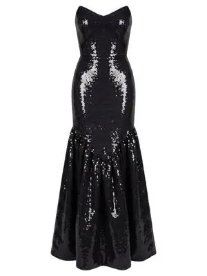 NOMI FAME Strapless Corset Mermaid Gown With Sequins - Black